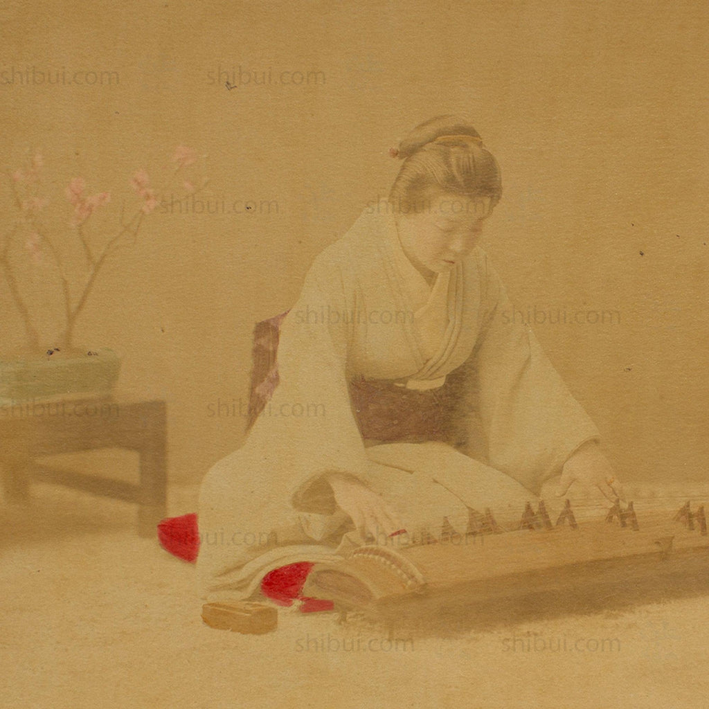 Hand Tinted Albumen of a Koto Player | Antique Japanese Photograph ...