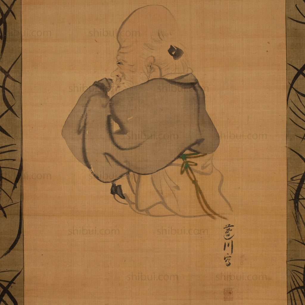 Antique Japanese Scroll of the Lucky God Jurojin – Shibui Japanese ...
