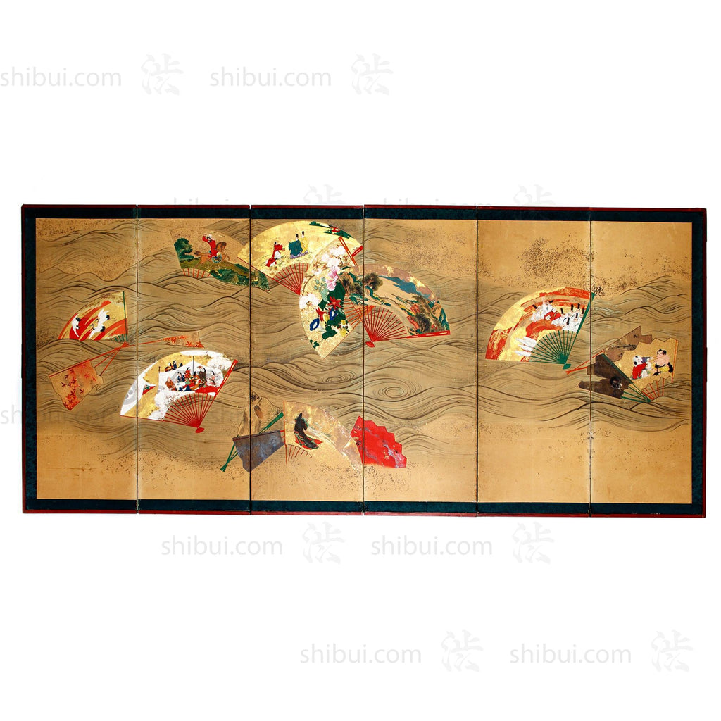 Japanese Antique Gold Fans Folding Screen – Shibui Japanese Antiques ...